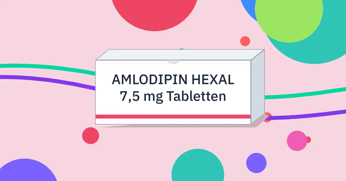 Symbolbild: Packung mit der Aufschrift AMLODIPIN HEXAL 7,5 mg Tabletten (PZN 07018747) – Verfügbarkeit und Bezug in Apotheken in Frankfurt am Main