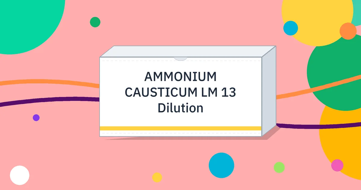 Symbolbild: Packung mit der Aufschrift AMMONIUM CAUSTICUM LM 13 Dilution (PZN 13320887) – Verfügbarkeit und Bezug in Apotheken in Frankfurt am Main