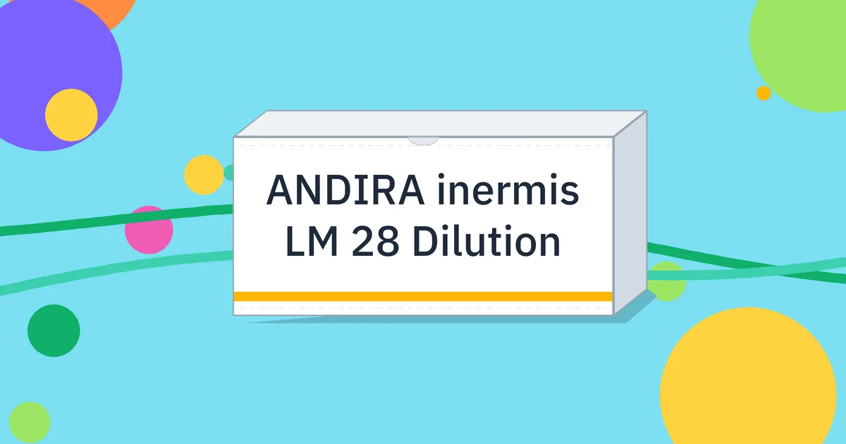 Symbolbild: Packung mit der Aufschrift ANDIRA inermis LM 28 Dilution (PZN 13329463) – Verfügbarkeit und Bezug in Apotheken in Frankfurt am Main