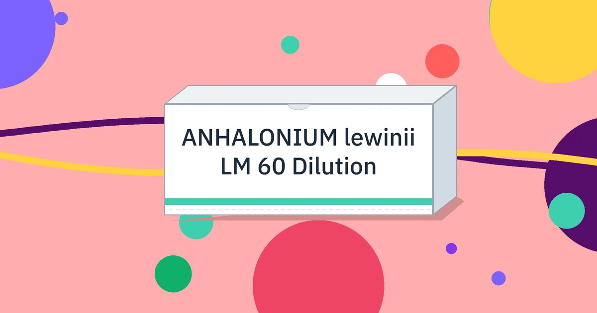 Symbolbild: Packung mit der Aufschrift ANHALONIUM lewinii LM 60 Dilution (PZN 13369178) – Verfügbarkeit und Bezug in Apotheken in Frankfurt am Main