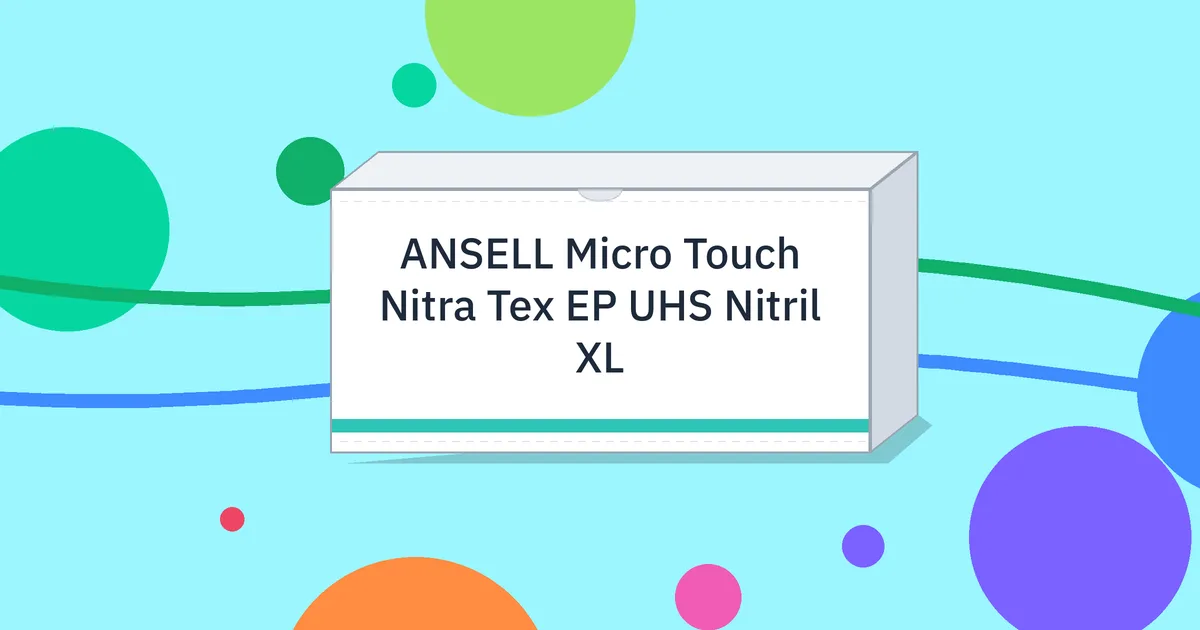 Symbolbild: Packung mit der Aufschrift ANSELL Micro Touch Nitra Tex EP UHS Nitril XL (PZN 07650296) – Verfügbarkeit und Bezug in Apotheken in Frankfurt am Main