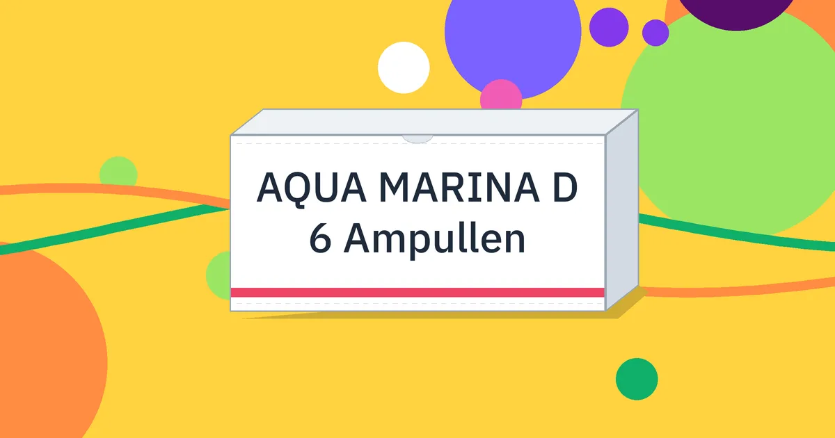Symbolbild: Packung mit der Aufschrift AQUA MARINA D 6 Ampullen (PZN 12671461) – Verfügbarkeit und Bezug in Apotheken in Frankfurt am Main