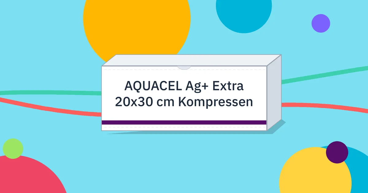 Symbolbild: Packung mit der Aufschrift AQUACEL Ag+ Extra 20x30 cm Kompressen (PZN 19958881) – Verfügbarkeit und Bezug in Apotheken in Frankfurt am Main