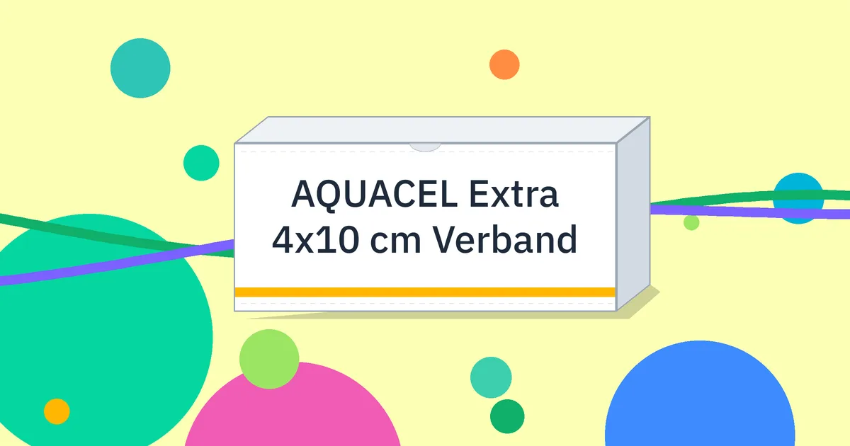 Symbolbild: Packung mit der Aufschrift AQUACEL Extra 4x10 cm Verband (PZN 19477147) – Verfügbarkeit und Bezug in Apotheken in Frankfurt am Main