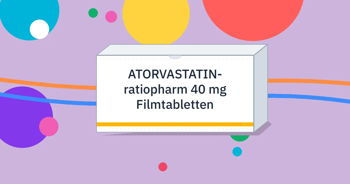Symbolbild: Packung mit der Aufschrift ATORVASTATIN-ratiopharm 40 mg Filmtabletten (PZN 09292889) – Verfügbarkeit und Bezug in Apotheken in Frankfurt am Main