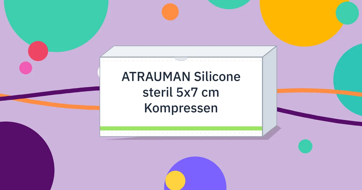 Symbolbild: Packung mit der Aufschrift ATRAUMAN Silicone steril 5x7 cm Kompressen (PZN 18127497) – Verfügbarkeit und Bezug in Apotheken in Frankfurt am Main
