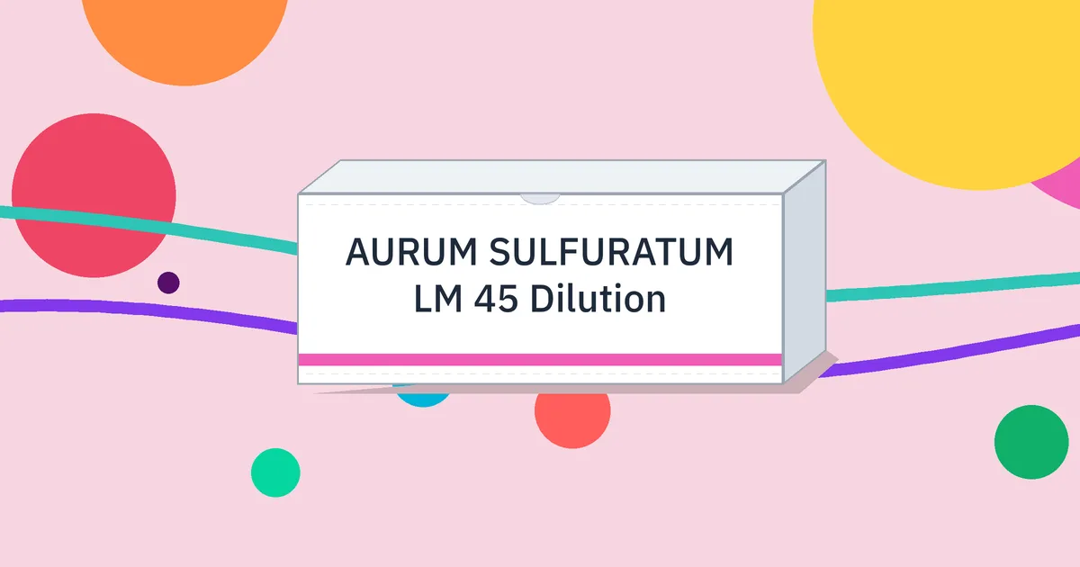 Symbolbild: Packung mit der Aufschrift AURUM SULFURATUM LM 45 Dilution (PZN 12786508) – Verfügbarkeit und Bezug in Apotheken in Frankfurt am Main