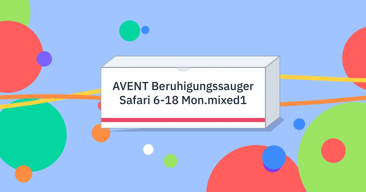 Symbolbild: Packung mit der Aufschrift AVENT Beruhigungssauger Safari 6-18 Mon.mixed1 (PZN 11380804) – Verfügbarkeit und Bezug in Apotheken in Frankfurt am Main