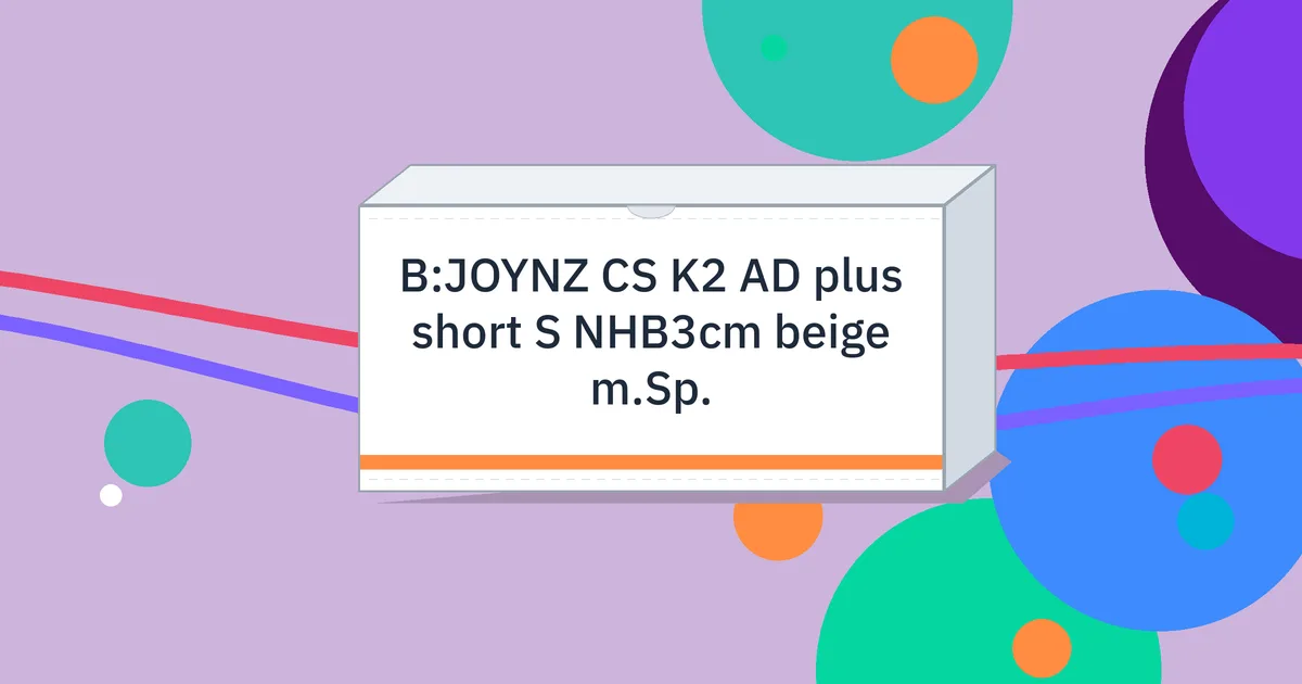 Symbolbild: Packung mit der Aufschrift B:JOYNZ CS K2 AD plus short S NHB3cm beige m.Sp. (PZN 20527005) – Verfügbarkeit und Bezug in Apotheken in Frankfurt am Main