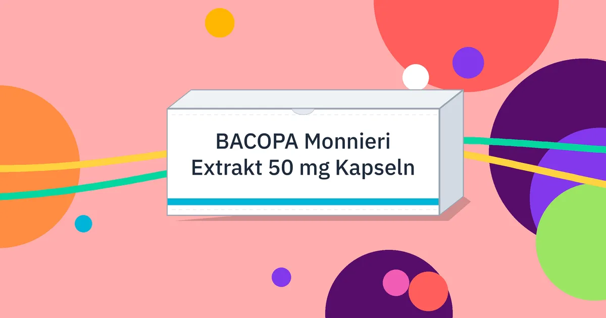 Symbolbild: Packung mit der Aufschrift BACOPA Monnieri Extrakt 50 mg Kapseln (PZN 17192883) – Verfügbarkeit und Bezug in Apotheken in Frankfurt am Main