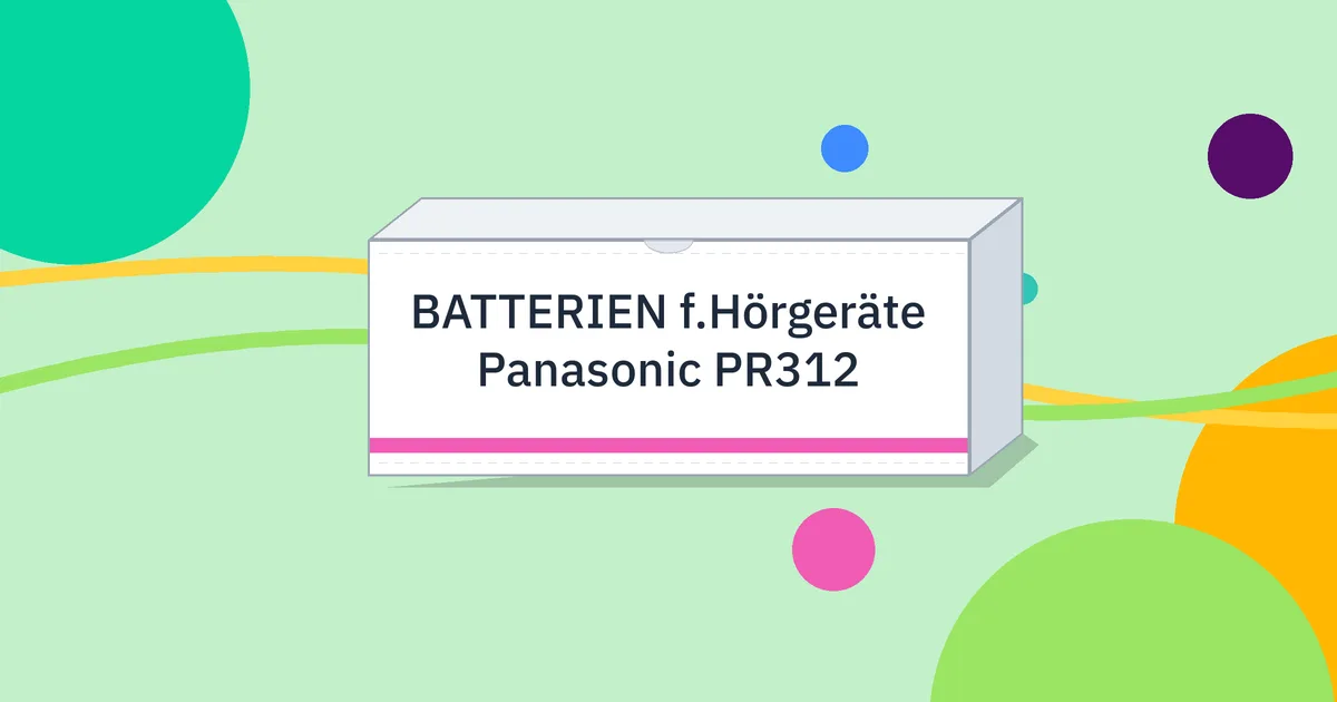 Symbolbild: Packung mit der Aufschrift BATTERIEN f.Hörgeräte Panasonic PR312 (PZN 07194384) – Verfügbarkeit und Bezug in Apotheken in Frankfurt am Main