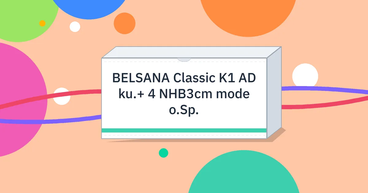 Symbolbild: Packung mit der Aufschrift BELSANA Classic K1 AD ku.+ 4 NHB3cm mode o.Sp. (PZN 19256185) – Verfügbarkeit und Bezug in Apotheken in Frankfurt am Main