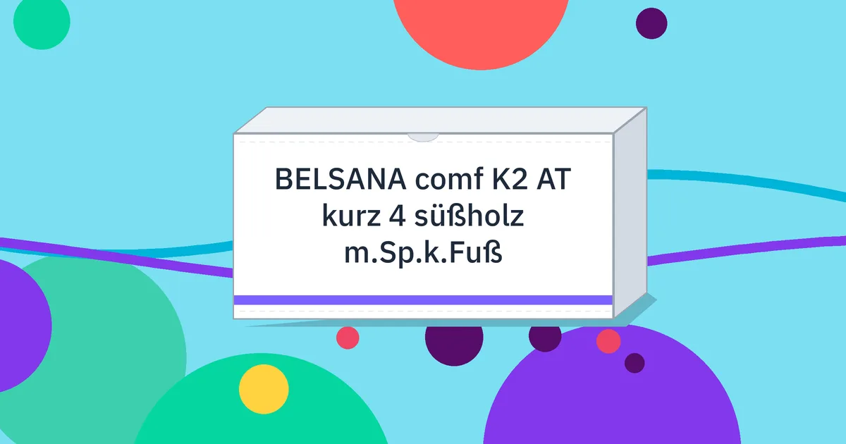 Symbolbild: Packung mit der Aufschrift BELSANA comf K2 AT kurz 4 süßholz m.Sp.k.Fuß (PZN 12325718) – Verfügbarkeit und Bezug in Apotheken in Frankfurt am Main