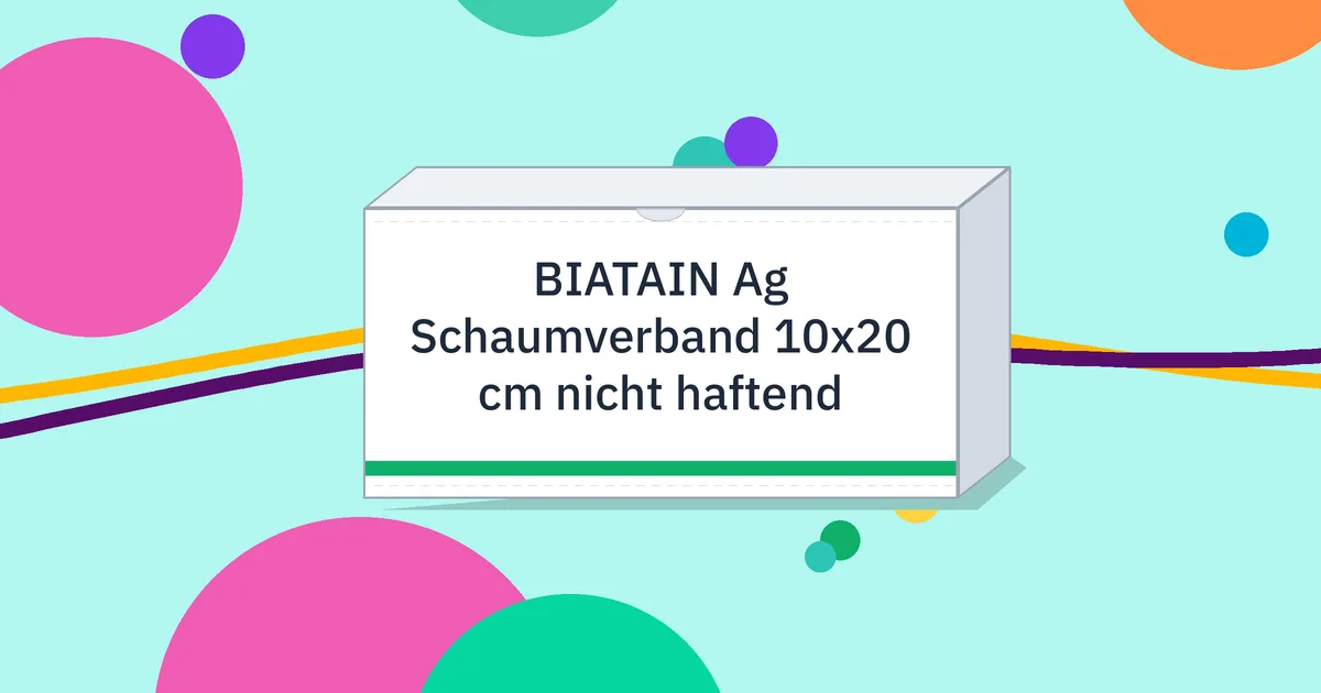 Symbolbild: Packung mit der Aufschrift BIATAIN Ag Schaumverband 10x20 cm nicht haftend (PZN 19122970) – Verfügbarkeit und Bezug in Apotheken in Frankfurt am Main