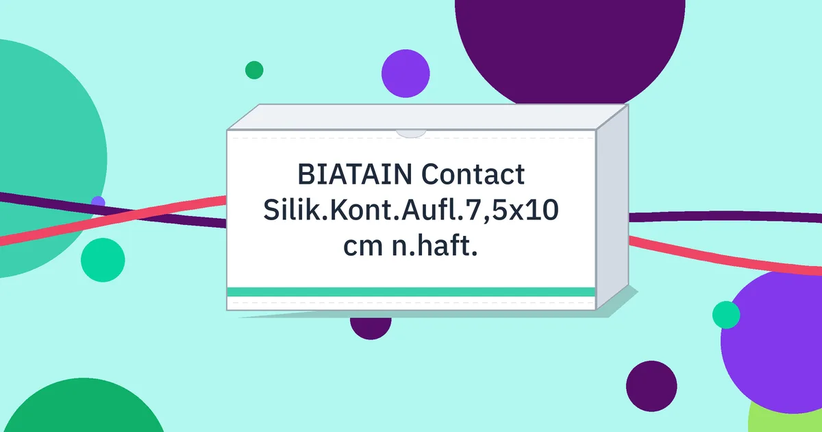 Symbolbild: Packung mit der Aufschrift BIATAIN Contact Silik.Kont.Aufl.7,5x10 cm n.haft. (PZN 17569520) – Verfügbarkeit und Bezug in Apotheken in Frankfurt am Main