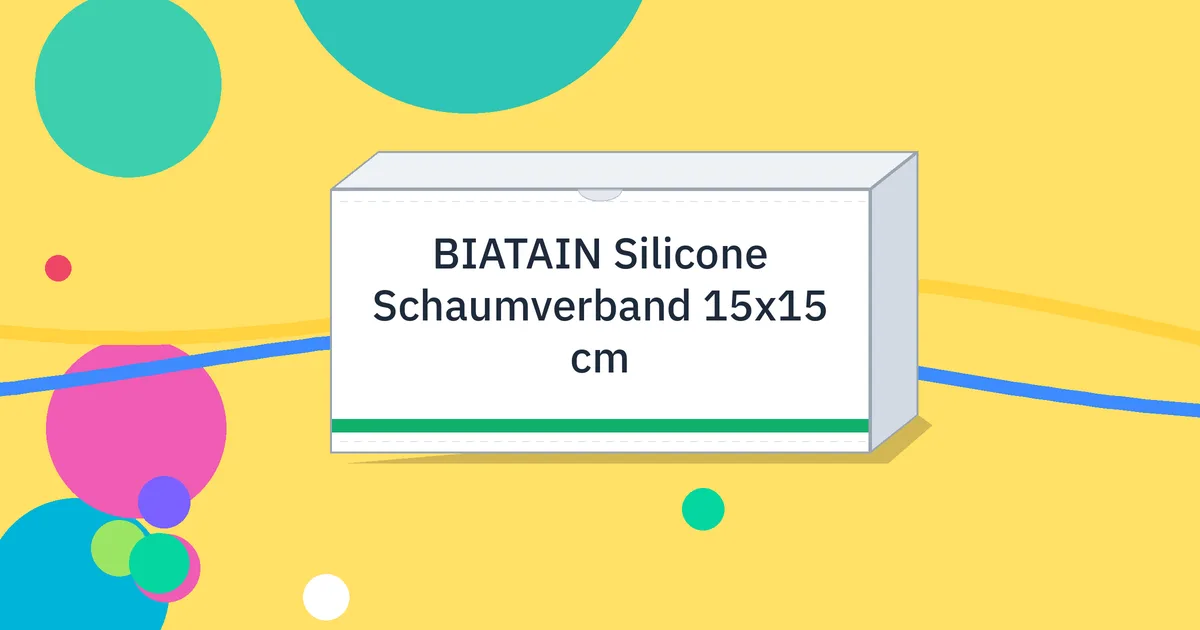 Symbolbild: Packung mit der Aufschrift BIATAIN Silicone Schaumverband 15x15 cm (PZN 18776267) – Verfügbarkeit und Bezug in Apotheken in Frankfurt am Main