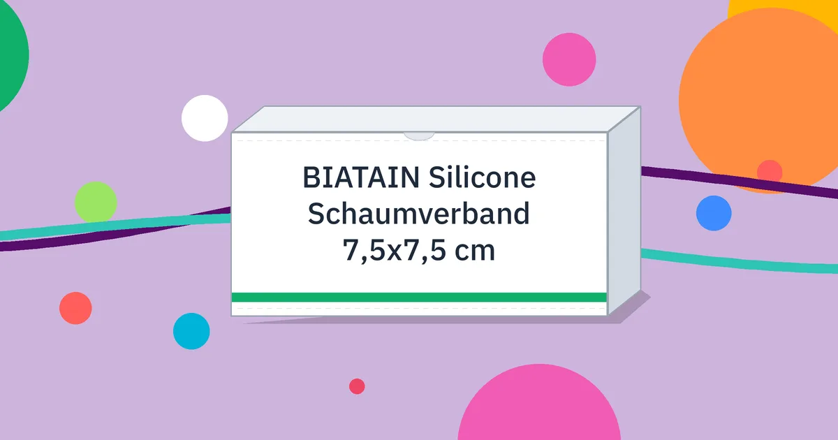 Symbolbild: Packung mit der Aufschrift BIATAIN Silicone Schaumverband 7,5x7,5 cm (PZN 19855477) – Verfügbarkeit und Bezug in Apotheken in Frankfurt am Main