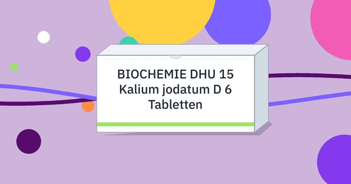 Symbolbild: Packung mit der Aufschrift BIOCHEMIE DHU 15 Kalium jodatum D 6 Tabletten (PZN 02581142) – Verfügbarkeit und Bezug in Apotheken in Frankfurt am Main