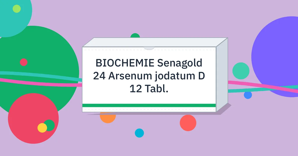 Symbolbild: Packung mit der Aufschrift BIOCHEMIE Senagold 24 Arsenum jodatum D 12 Tabl. (PZN 07544565) – Verfügbarkeit und Bezug in Apotheken in Frankfurt am Main