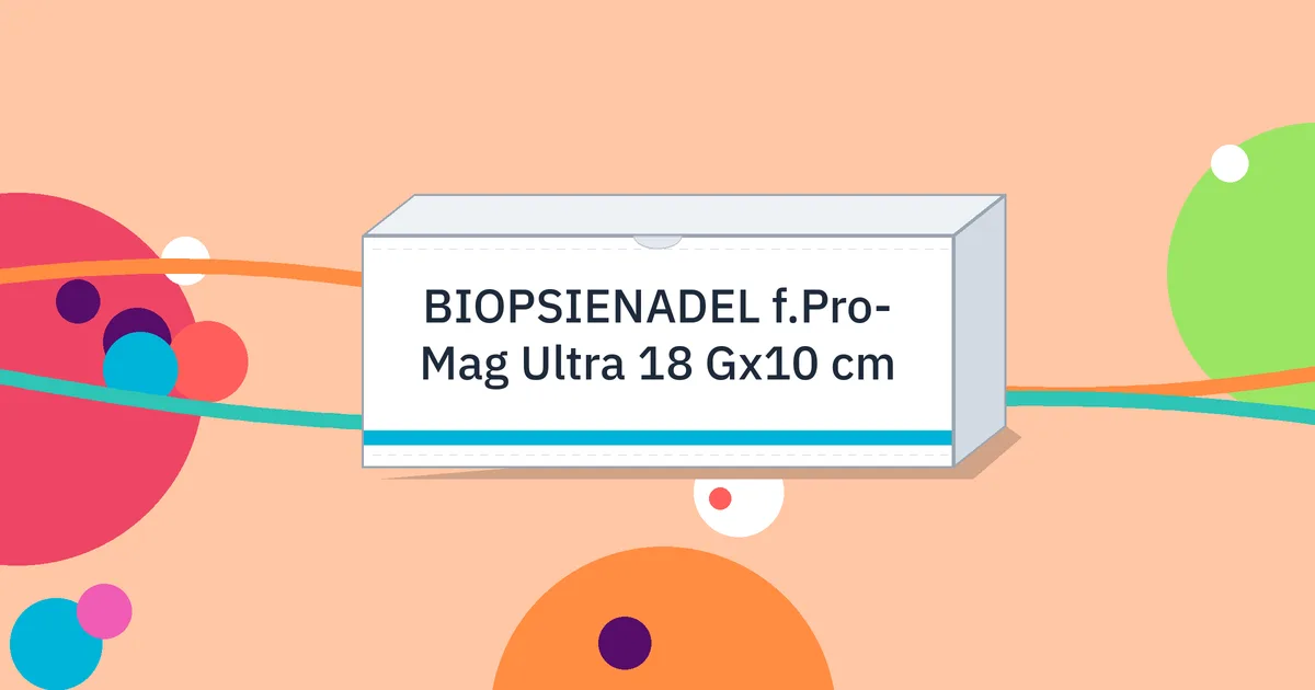 Symbolbild: Packung mit der Aufschrift BIOPSIENADEL f.Pro-Mag Ultra 18 Gx10 cm (PZN 07566897) – Verfügbarkeit und Bezug in Apotheken in Frankfurt am Main