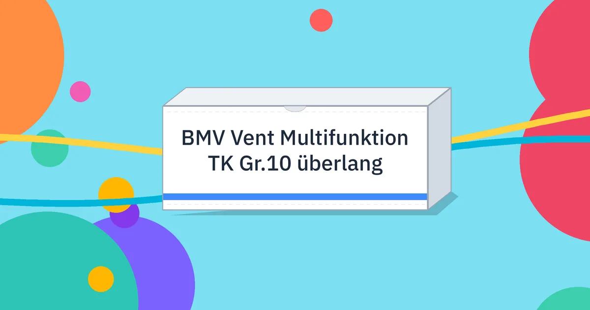 Symbolbild: Packung mit der Aufschrift BMV Vent Multifunktion TK Gr.10 überlang (PZN 18384917) – Verfügbarkeit und Bezug in Apotheken in Frankfurt am Main