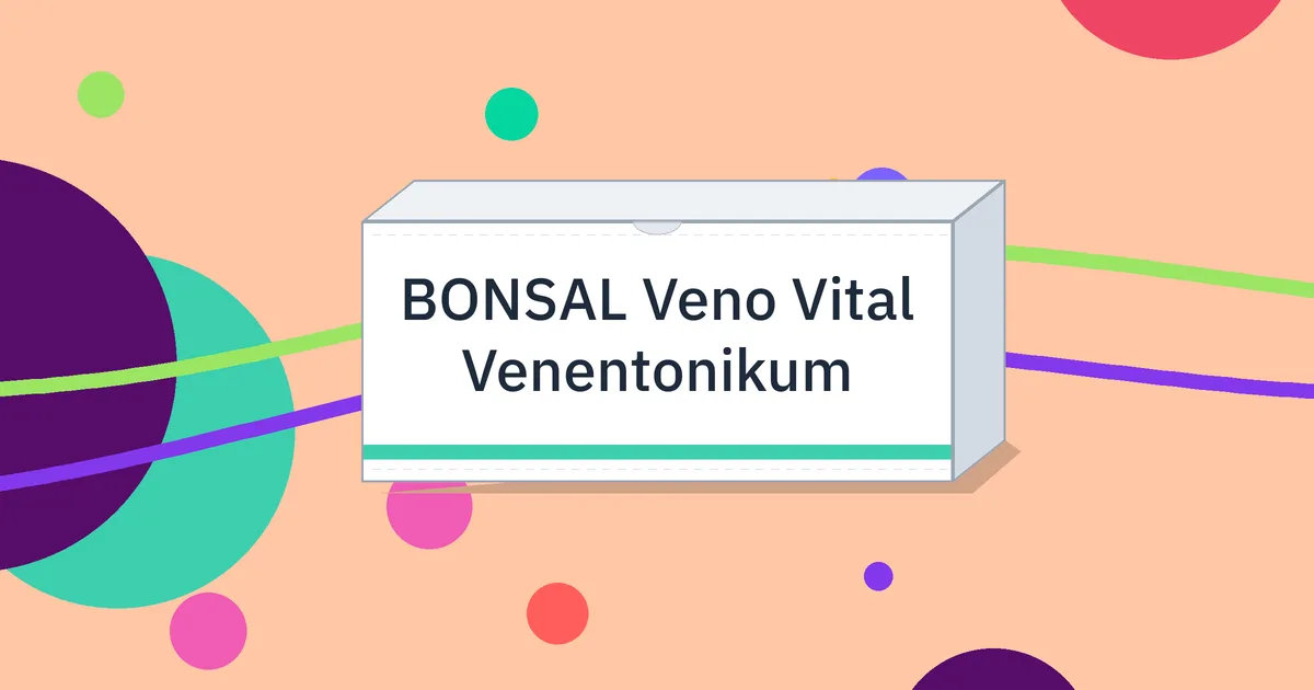 Symbolbild: Packung mit der Aufschrift BONSAL Veno Vital Venentonikum (PZN 01828899) – Verfügbarkeit und Bezug in Apotheken in Frankfurt am Main