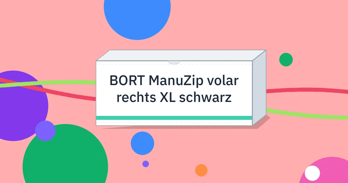 Symbolbild: Packung mit der Aufschrift BORT ManuZip volar rechts XL schwarz (PZN 05539749) – Verfügbarkeit und Bezug in Apotheken in Frankfurt am Main