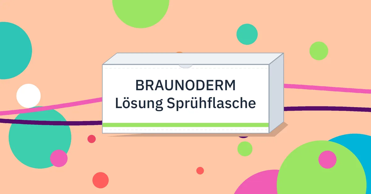 Symbolbild: Packung mit der Aufschrift BRAUNODERM Lösung Sprühflasche (PZN 08505165) – Verfügbarkeit und Bezug in Apotheken in Frankfurt am Main