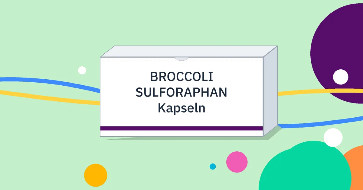 Symbolbild: Packung mit der Aufschrift BROCCOLI SULFORAPHAN Kapseln (PZN 10305516) – Verfügbarkeit und Bezug in Apotheken in Frankfurt am Main