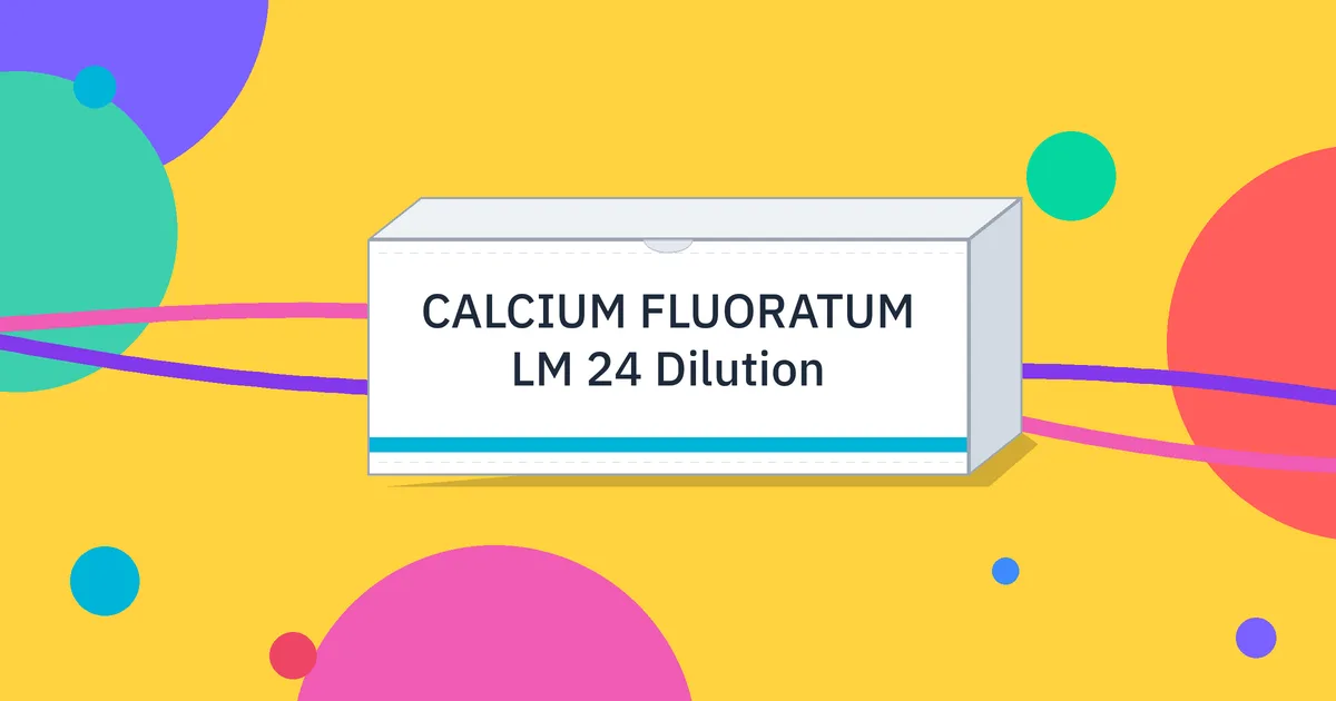 Symbolbild: Packung mit der Aufschrift CALCIUM FLUORATUM LM 24 Dilution (PZN 12804494) – Verfügbarkeit und Bezug in Apotheken in Frankfurt am Main