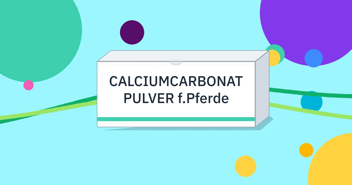 Symbolbild: Packung mit der Aufschrift CALCIUMCARBONAT PULVER f.Pferde (PZN 16829344) – Verfügbarkeit und Bezug in Apotheken in Frankfurt am Main