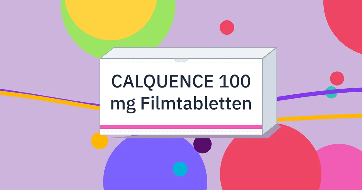 Symbolbild: Packung mit der Aufschrift CALQUENCE 100 mg Filmtabletten (PZN 19236515) – Verfügbarkeit und Bezug in Apotheken in Frankfurt am Main