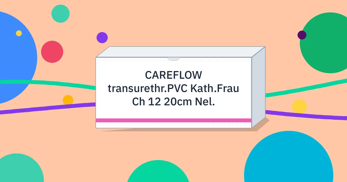 Symbolbild: Packung mit der Aufschrift CAREFLOW transurethr.PVC Kath.Frau Ch 12 20cm Nel. (PZN 18320998) – Verfügbarkeit und Bezug in Apotheken in Frankfurt am Main