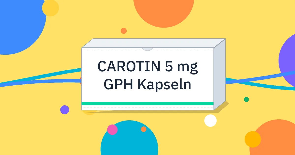 Symbolbild: Packung mit der Aufschrift CAROTIN 5 mg GPH Kapseln (PZN 09073667) – Verfügbarkeit und Bezug in Apotheken in Frankfurt am Main