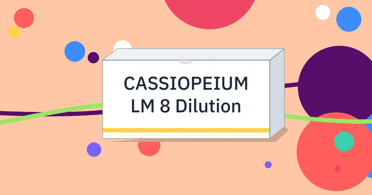 Symbolbild: Packung mit der Aufschrift CASSIOPEIUM LM 8 Dilution (PZN 13433798) – Verfügbarkeit und Bezug in Apotheken in Frankfurt am Main