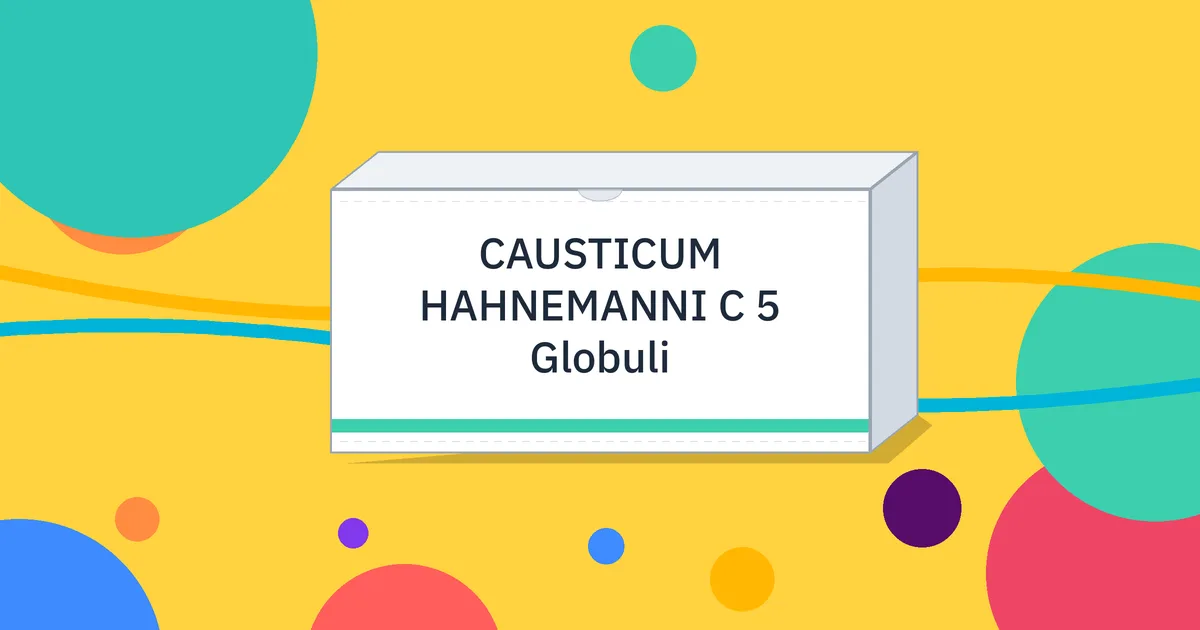 Symbolbild: Packung mit der Aufschrift CAUSTICUM HAHNEMANNI C 5 Globuli (PZN 07455778) – Verfügbarkeit und Bezug in Apotheken in Frankfurt am Main
