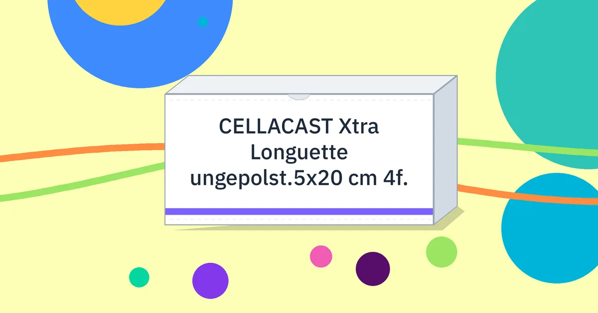 Symbolbild: Packung mit der Aufschrift CELLACAST Xtra Longuette ungepolst.5x20 cm 4f. (PZN 11382105) – Verfügbarkeit und Bezug in Apotheken in Frankfurt am Main