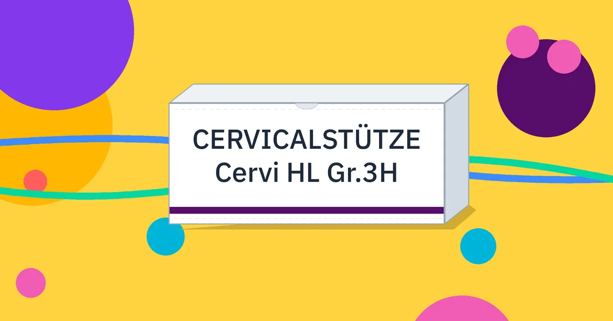 Symbolbild: Packung mit der Aufschrift CERVICALSTÜTZE Cervi HL Gr.3H (PZN 02885534) – Verfügbarkeit und Bezug in Apotheken in Frankfurt am Main