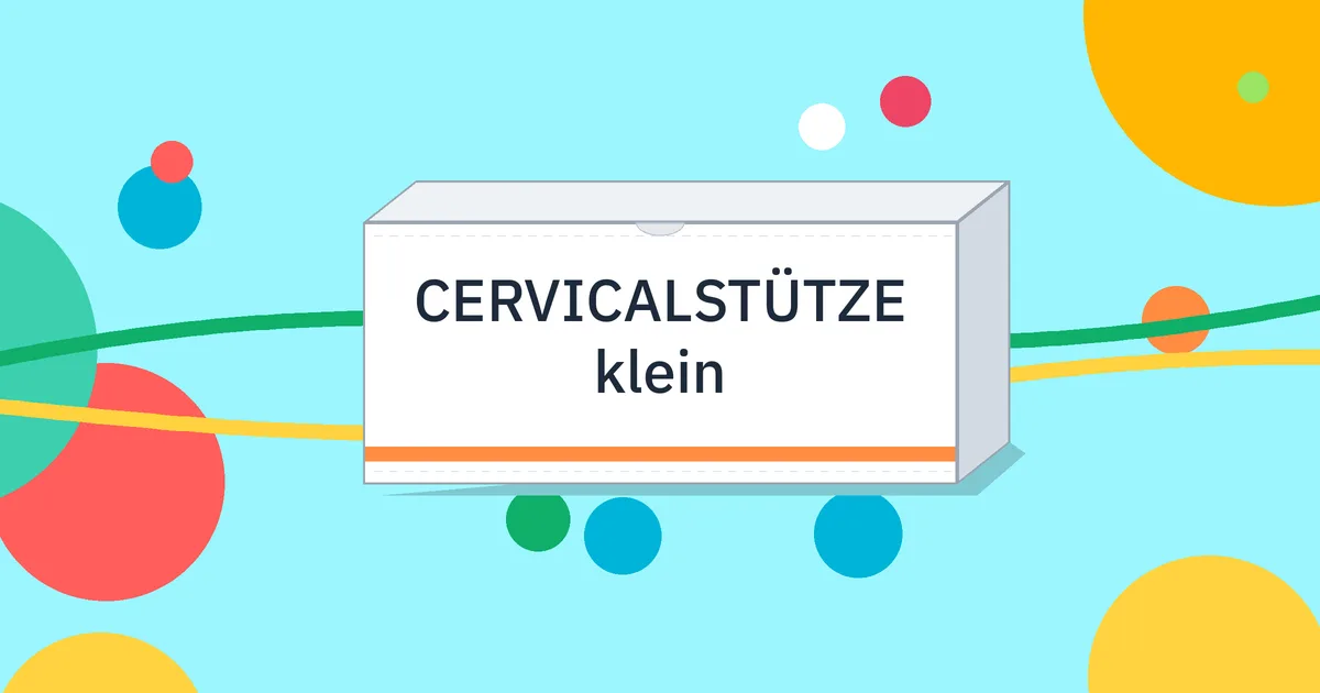 Symbolbild: Packung mit der Aufschrift CERVICALSTÜTZE klein (PZN 05956708) – Verfügbarkeit und Bezug in Apotheken in Frankfurt am Main