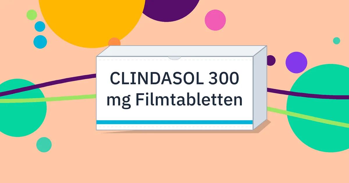 Symbolbild: Packung mit der Aufschrift CLINDASOL 300 mg Filmtabletten (PZN 06794633) – Verfügbarkeit und Bezug in Apotheken in Frankfurt am Main