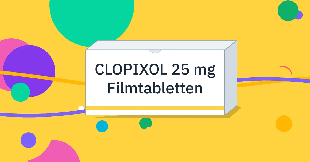Symbolbild: Packung mit der Aufschrift CLOPIXOL 25 mg Filmtabletten (PZN 02522056) – Verfügbarkeit und Bezug in Apotheken in Frankfurt am Main
