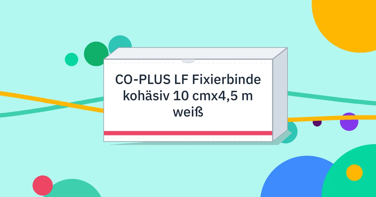 Symbolbild: Packung mit der Aufschrift CO-PLUS LF Fixierbinde kohäsiv 10 cmx4,5 m weiß (PZN 19177758) – Verfügbarkeit und Bezug in Apotheken in Frankfurt am Main