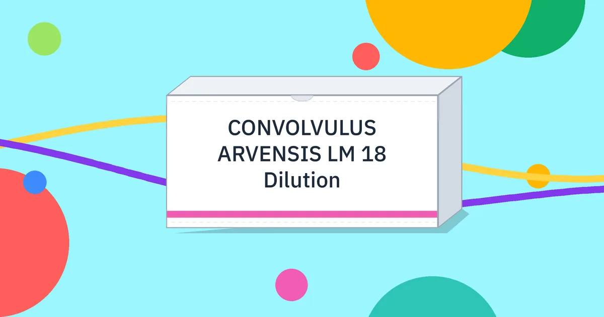 Symbolbild: Packung mit der Aufschrift CONVOLVULUS ARVENSIS LM 18 Dilution (PZN 13450242) – Verfügbarkeit und Bezug in Apotheken in Frankfurt am Main