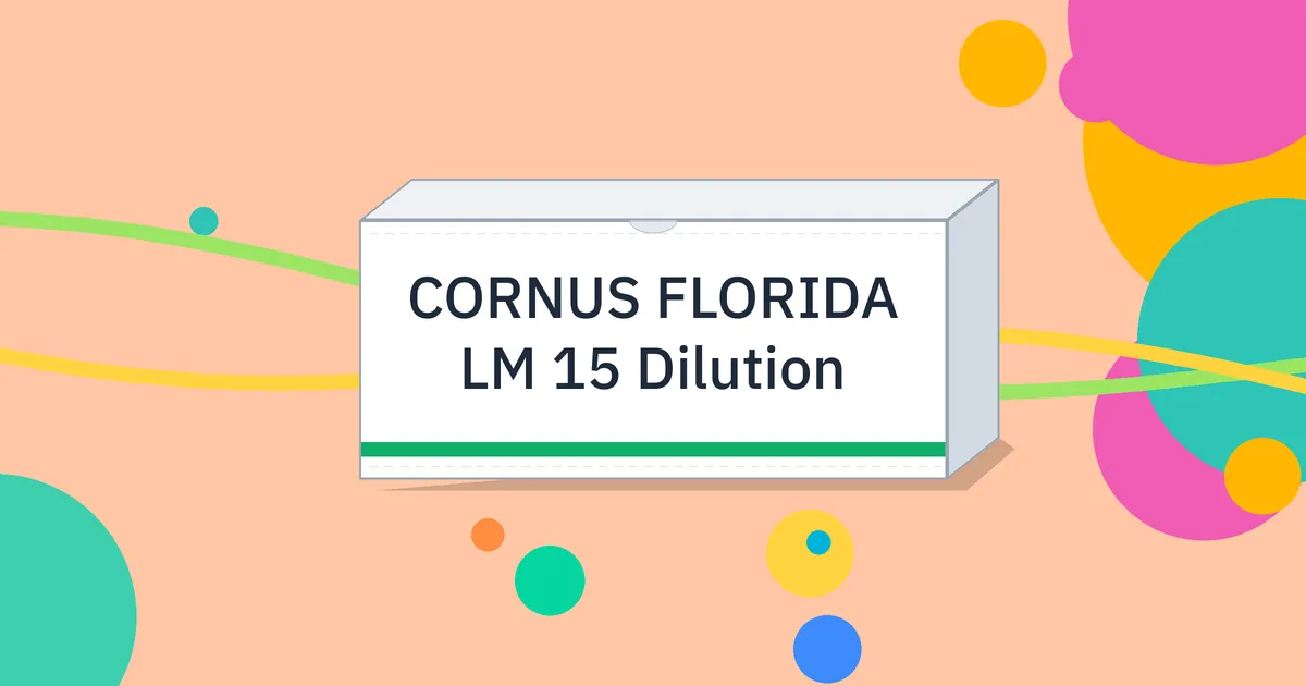 Symbolbild: Packung mit der Aufschrift CORNUS FLORIDA LM 15 Dilution (PZN 13452620) – Verfügbarkeit und Bezug in Apotheken in Frankfurt am Main