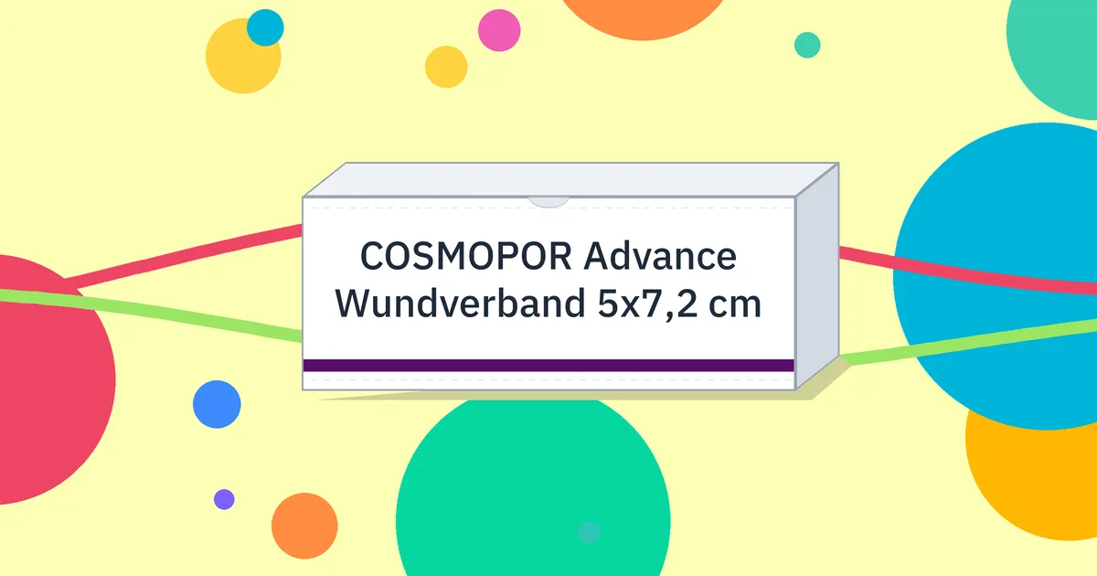 Symbolbild: Packung mit der Aufschrift COSMOPOR Advance Wundverband 5x7,2 cm (PZN 18319877) – Verfügbarkeit und Bezug in Apotheken in Frankfurt am Main