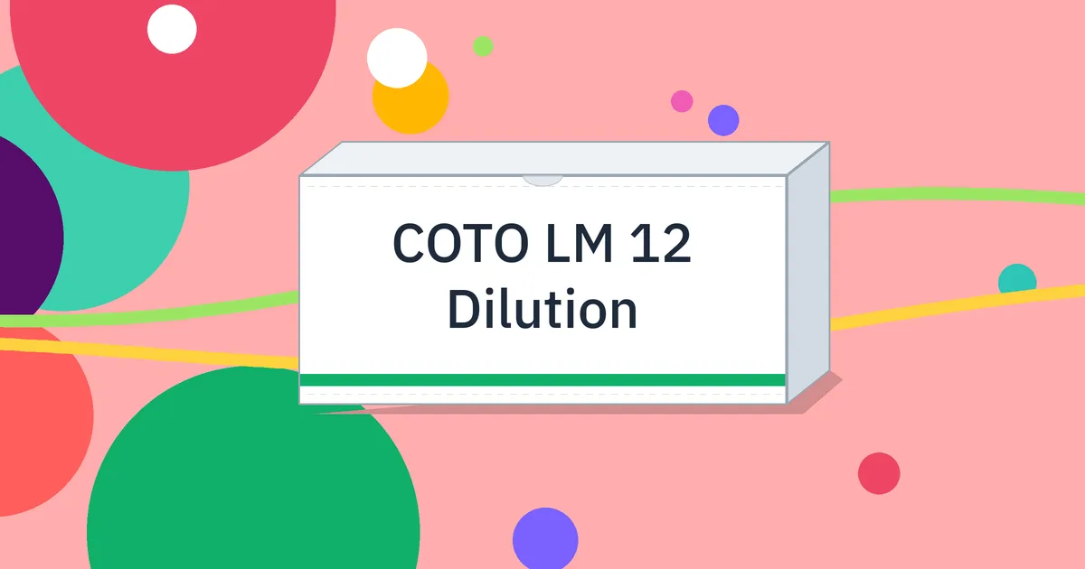Symbolbild: Packung mit der Aufschrift COTO LM 12 Dilution (PZN 13455357) – Verfügbarkeit und Bezug in Apotheken in Frankfurt am Main