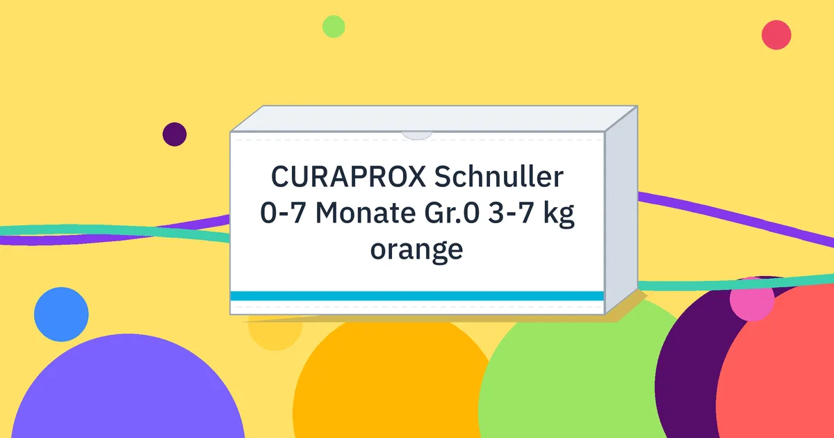 Symbolbild: Packung mit der Aufschrift CURAPROX Schnuller 0-7 Monate Gr.0 3-7 kg orange (PZN 16587616) – Verfügbarkeit und Bezug in Apotheken in Frankfurt am Main