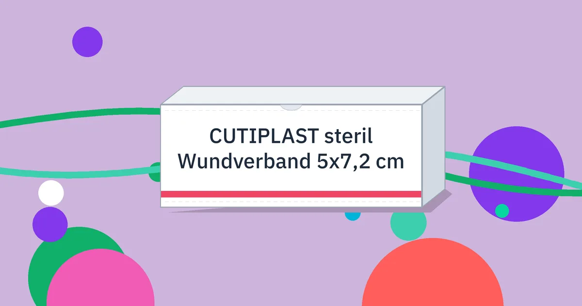 Symbolbild: Packung mit der Aufschrift CUTIPLAST steril Wundverband 5x7,2 cm (PZN 01131520) – Verfügbarkeit und Bezug in Apotheken in Frankfurt am Main