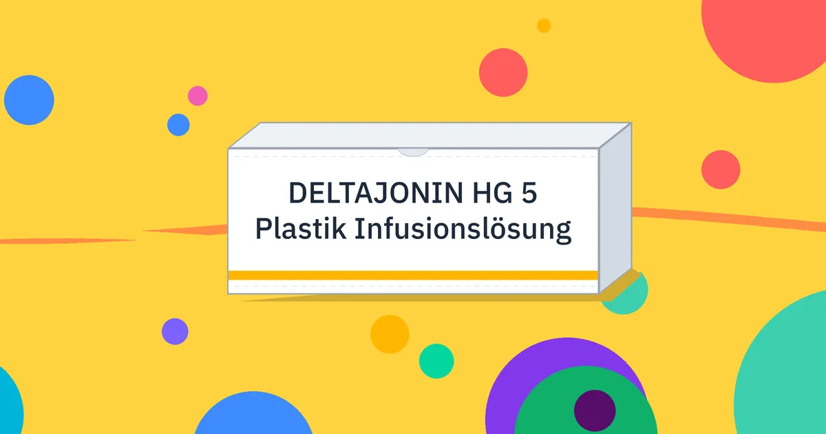 Symbolbild: Packung mit der Aufschrift DELTAJONIN HG 5 Plastik Infusionslösung (PZN 03367451) – Verfügbarkeit und Bezug in Apotheken in Frankfurt am Main