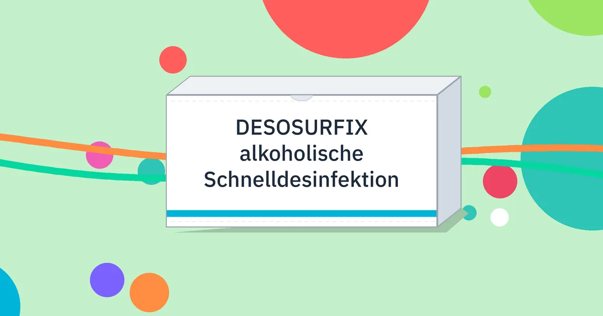 Symbolbild: Packung mit der Aufschrift DESOSURFIX alkoholische Schnelldesinfektion (PZN 17168092) – Verfügbarkeit und Bezug in Apotheken in Frankfurt am Main
